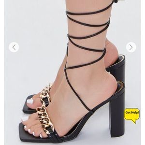 Forever 21 | Shoes | Curb Chain Wraparound Block Heels Size 55 | Poshmark